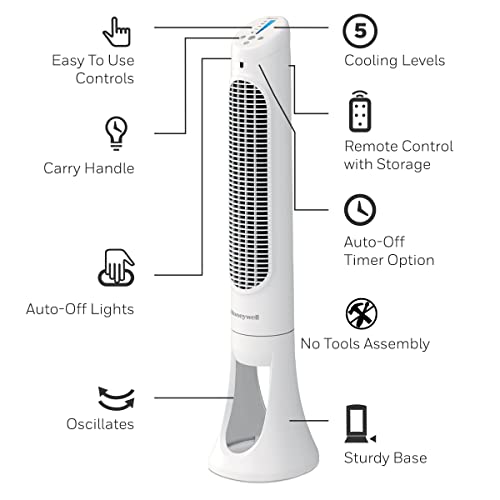 Honeywell QuietSet Tower Fan 5 Speed - White
