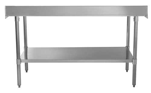 Kratos Stainless Steel Kitchen Prep Table 48"x24" with Backsplash and Undershelf, NSF Worktable for Restaurants - 18ga/430SS (28W-033)