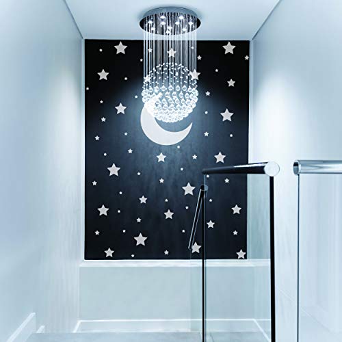 White Stars Stickers - Space Themed Bedroom Constellation Wallpaper Decor Decal - Star Moon Nursery Room Decals for Wall - 220 Stickers