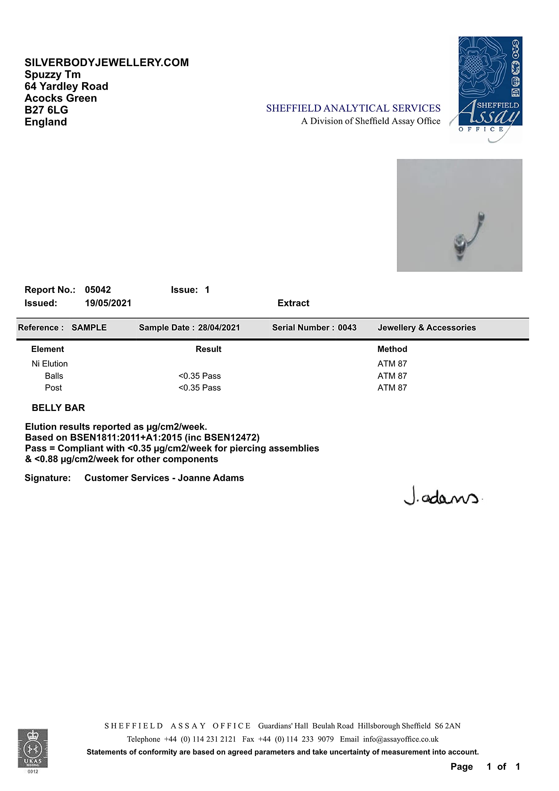 Bodytrend Initial Belly Button Rings- 316L Surgical Steel- 14G(1.6mm)- AAA+ CZ Crystals- Silver Letter A-Z Belly Button Rings - British Standard - Certified by Sheffield Assay Office