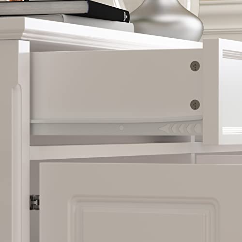 ECACAD Modern Sideboard Buffet Storage Cabinet with Drawers, Shelves & Carved Legs, Entryway Console Cabinet for Kitchen, Living Room, White (47.2”L x 15.7”W x 31.9”H)