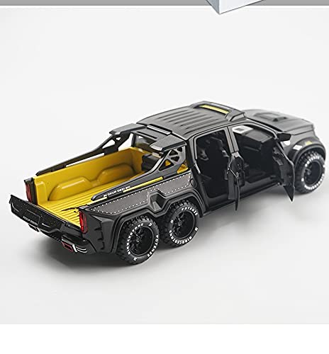 Simulation Alloy Car Modle Pickup 1/28 Metal Toy Car Sound Light Pull Back Model Toys for Boys Light Toys (Black)