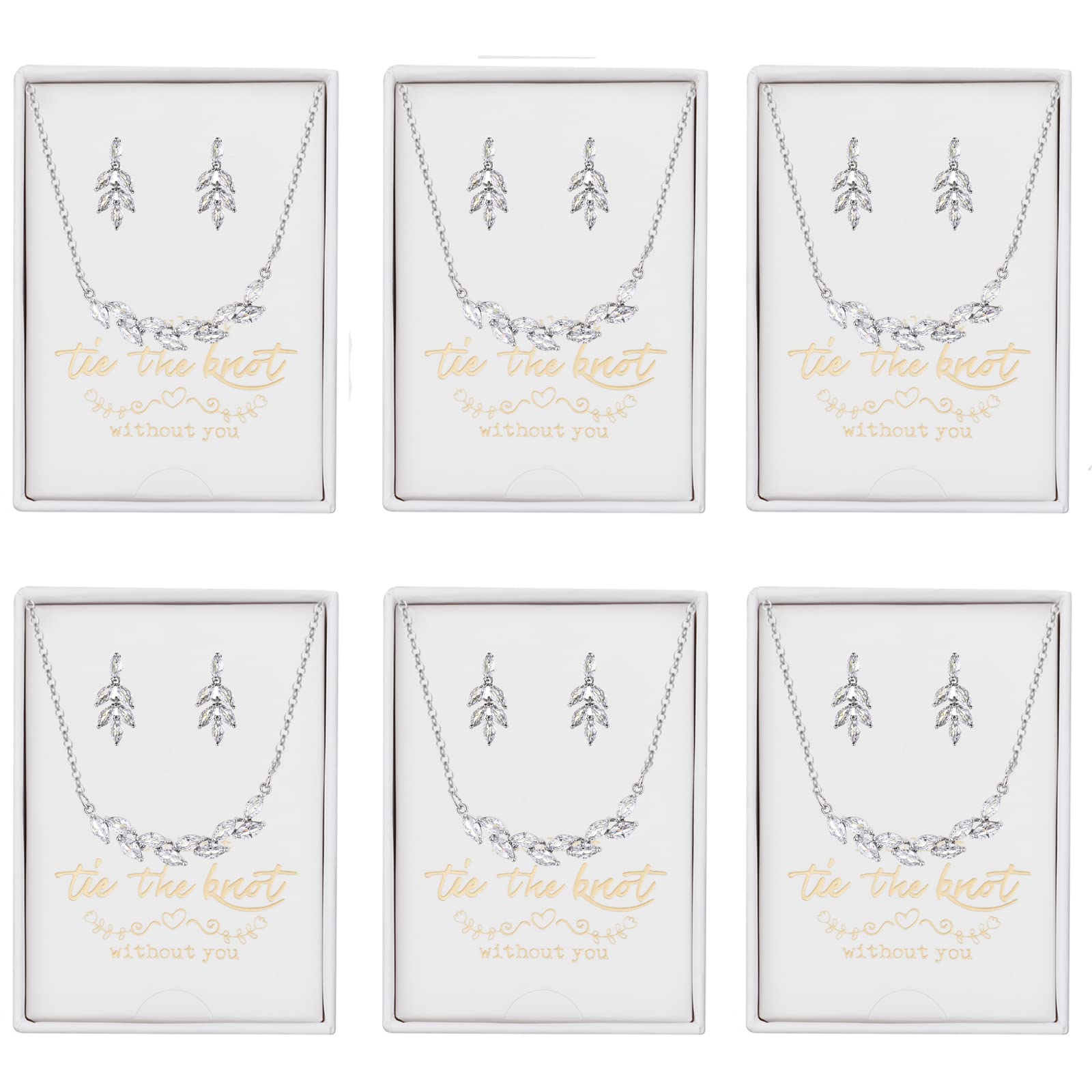 DHQH Bridesmaid Earrings Necklace Set Proposal Gifts Set for Women Leaf Pendant Necklace set of 4/6 Wedding Jewelry