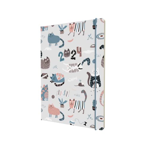 Collins Maru 2024 Diary A5 Week To View Cut Flush Diary - Lifestyle Planner and Organiser for Office, Work, Personal and Home - January to December 2024 Diary - Weekly - Cats - MR153.CT-24
