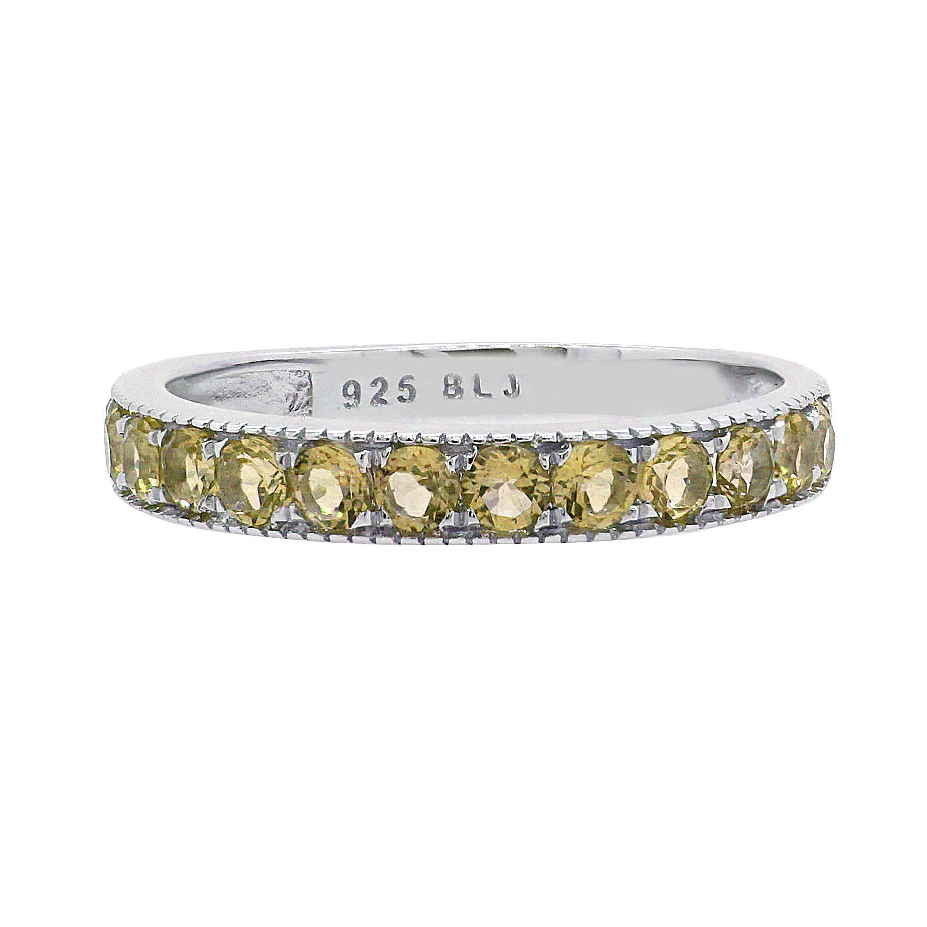BL Jewelry Sterling Silver Round Citrine Birthstone Stackable Half Eternity Band Ring (11, Citrine)