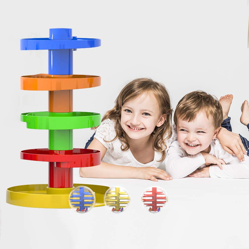 Single Ball Drop Toy for Kids - Spinning Swirl Ball Ramp Activity Play Toy Safe for 9 Months and up.
