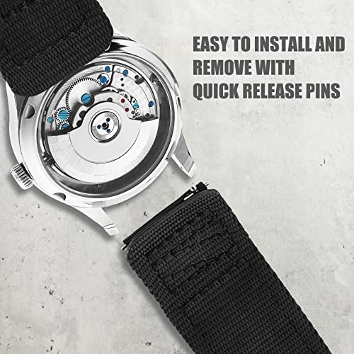 Ritche Nylon Sport 22MM Quick Release Watch Band for men women,Replacement Timex Watch bands Black