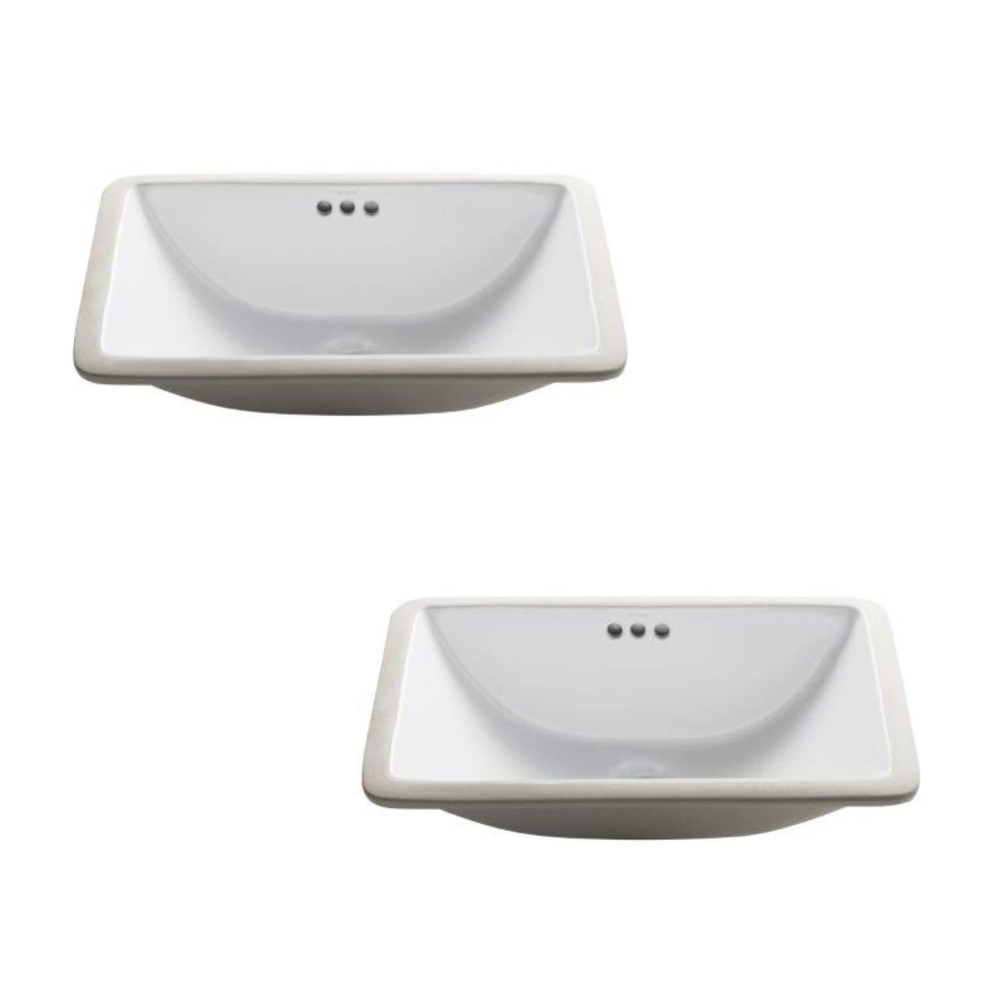 KRAUS Elavo 21-inch Rectangular Undermount White Porcelain Ceramic Bathroom Sink with Overflow, KCU-241