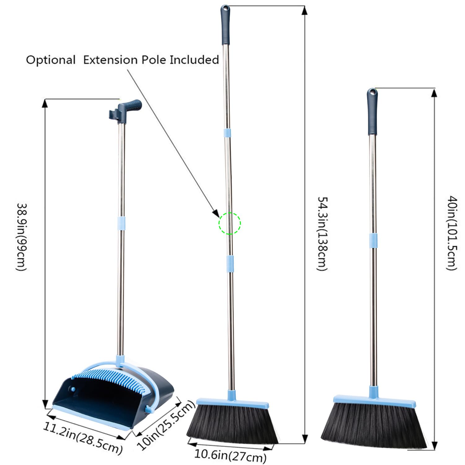 OLLSDIRE Broom and Dustpan Set for Home 2024 Indoor Broom with Dustpan Combo Set Upright Dust Pans with Long Handle Angle Broom for Kids Garden Pet Hair Lobby Wood Floor Sweeping Kitchen