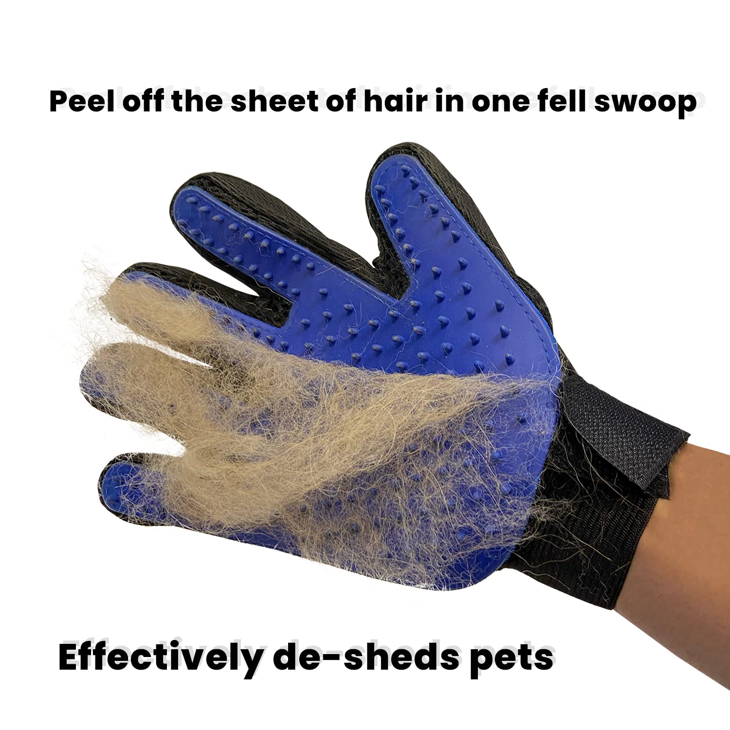 KAYOUBI Cat Litter Mat Litter Trapping Mat (Right Hand Pet Grooming Gloves Cat Brushes Included) Double-Layer Kitty Paw Design Kitty Mat (with Glove for GentleShedding) (WITH GLOVE, BLACK BLUE)