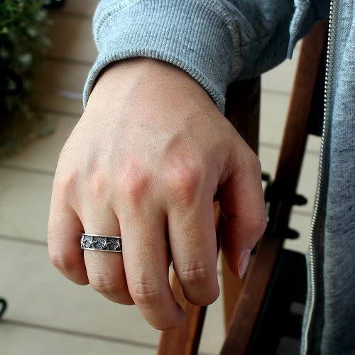 COSUMOSU 925 Sterling Silver Stackable Star Black Punk rings US 9.5