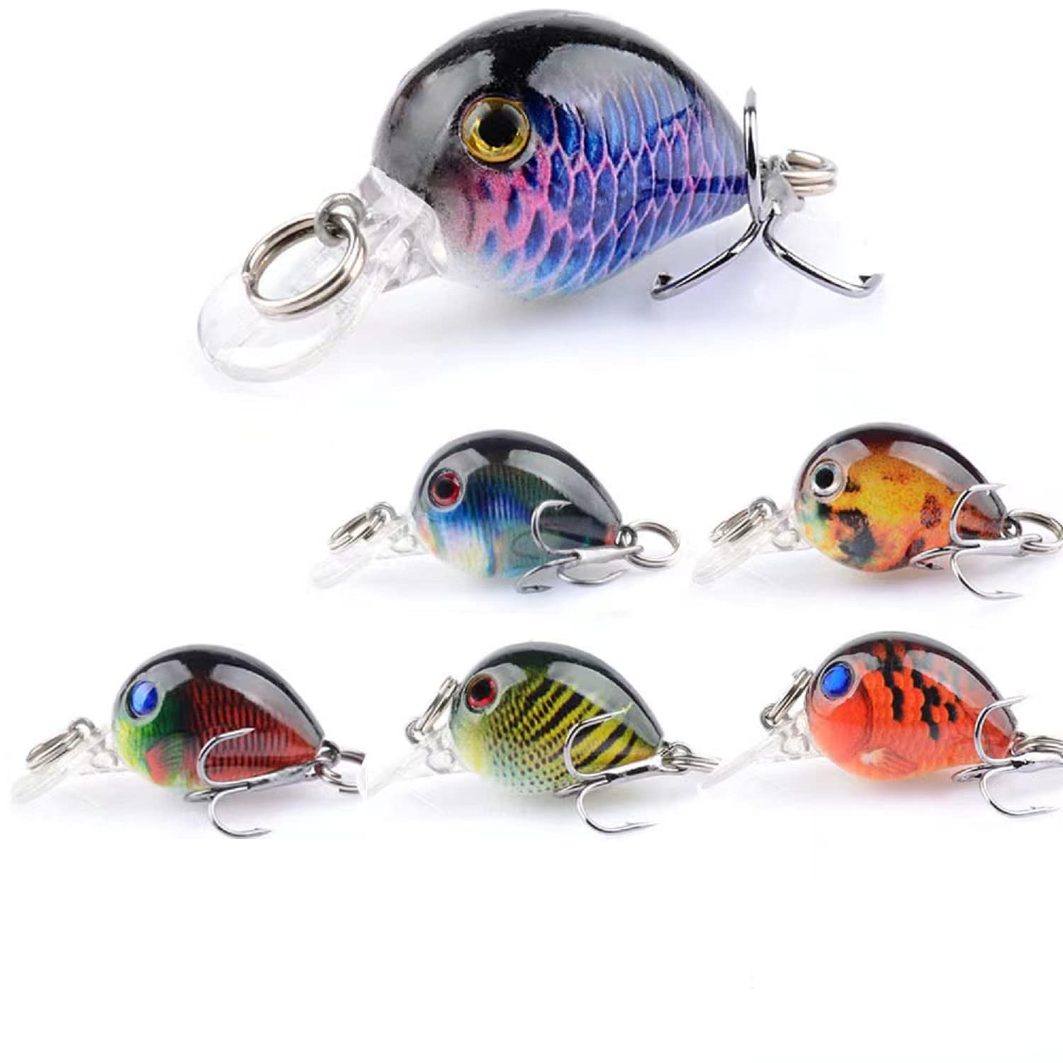 Crankbaits Fishing Lures Baits,Mini Fishing Lure Swimbaits Micro Crank Baits Topwater Lures for Freshwater Saltwater Bluegill Pumpkinseeds Trout Perch with Tackle Boxes (M02)
