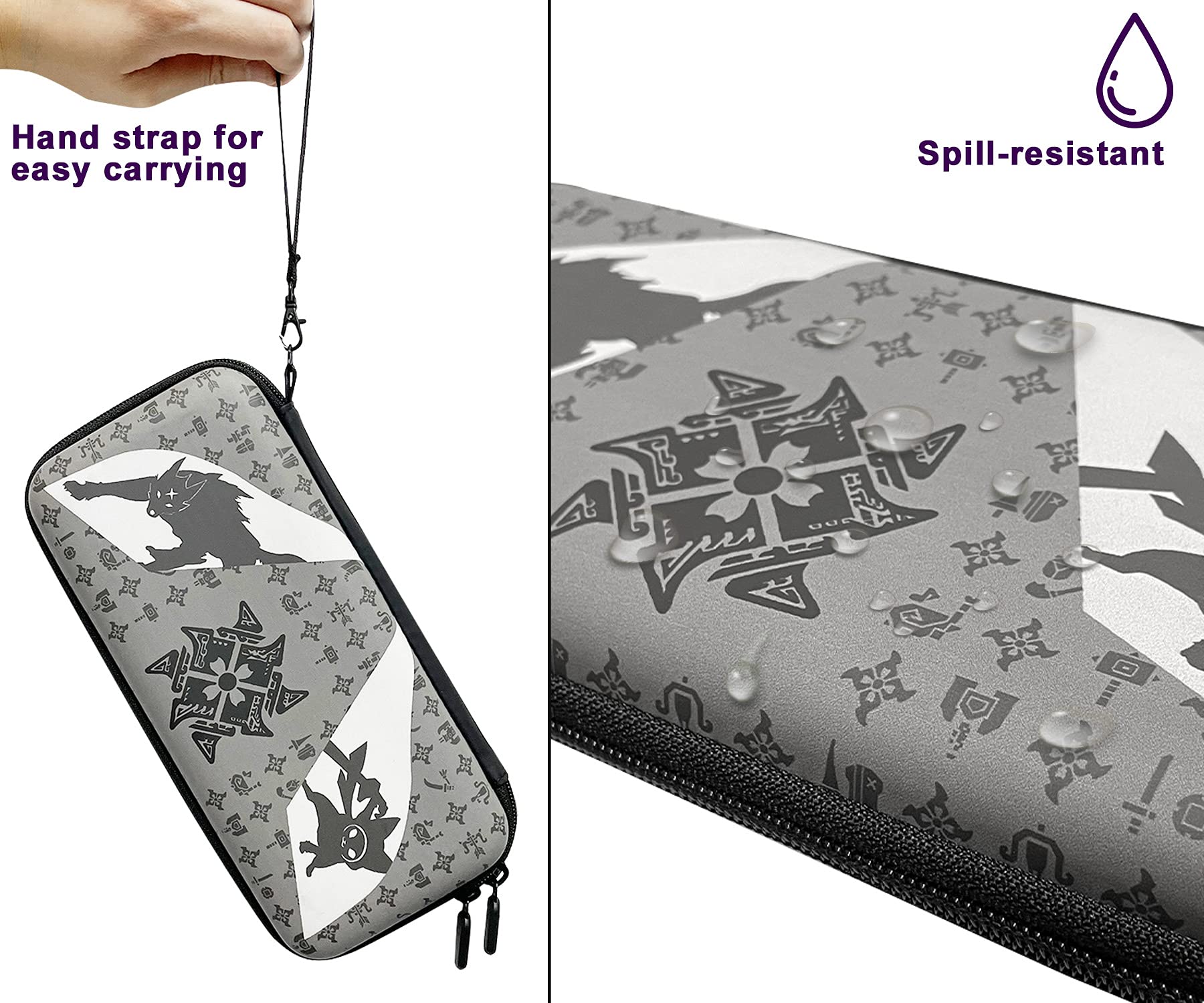 Carrying Case for Nintendo Switch - Monster Hunter Rise MHR Edition, Ultra Slim Hard Shell Compatible with Game Cards & Accessories, Protective Carry Case for Travel with Hand Strap