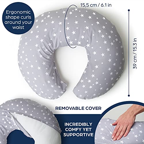 Niimo Nursing Pillow for Breastfeeding - Multifunctional Breast Feeding Pillows for Mom, Nursing Pillows for Breastfeeding, Baby Support, Breastfeeding Pillows, Removable Cover, Grey Star White