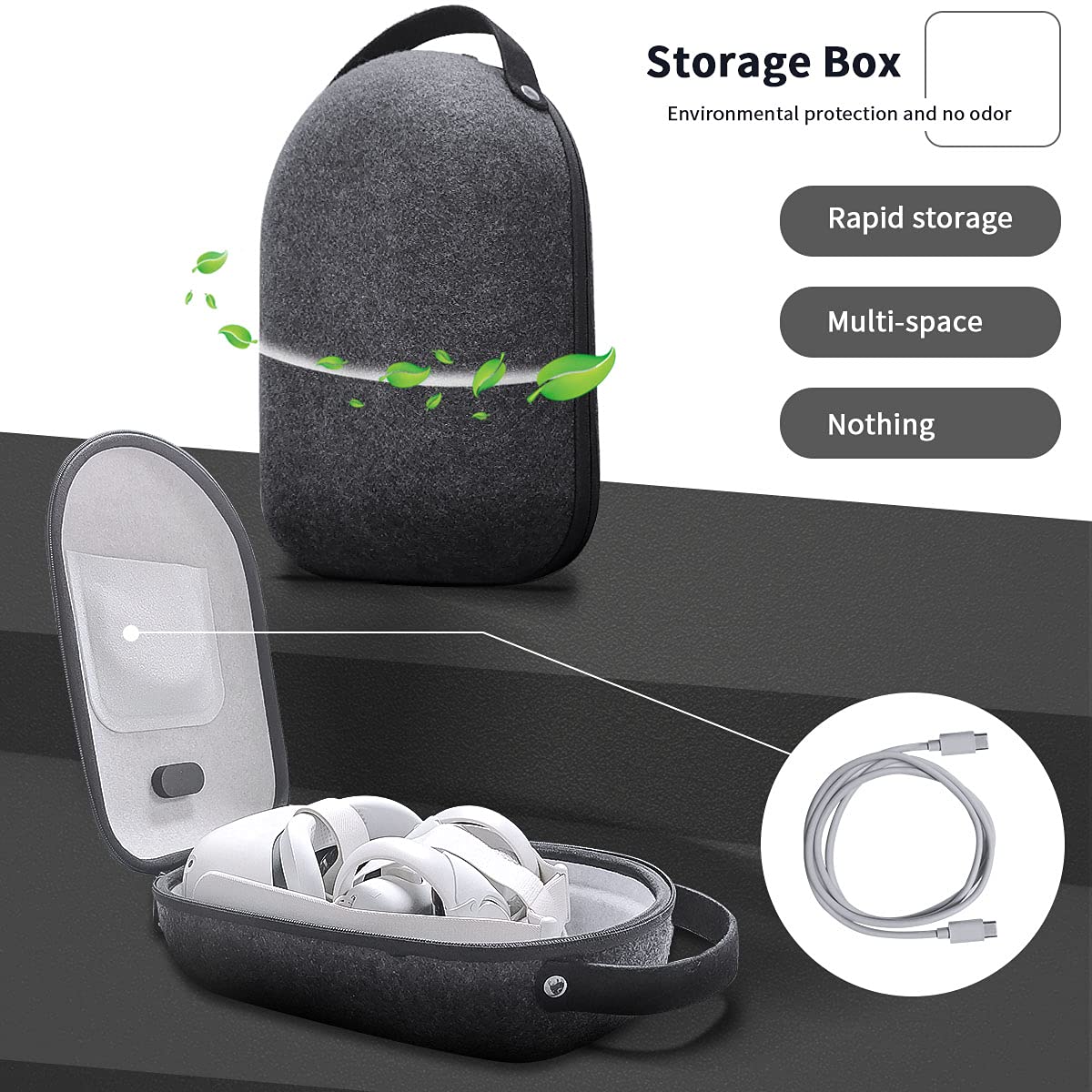 Carrying Case for Quest 2, Hard Protective Cover Storage Bag Carrying Case for VR Headset Suitable for Travel and Home Storage