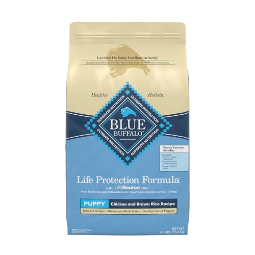Blue Buffalo Life Protection Formula Natural Puppy Dry Dog Food, Chicken and Brown Rice 34-lb
