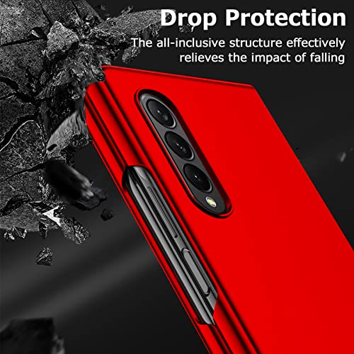 RLUYIDIKS for Samsung Galaxy Z Fold3 Case,Slim Hard PC Matte Phone case,Wireless Charging Compatible 7.6inch Lightweight Slim Protective Case for Samsung Galaxy Z Fold 3 5G,Red RUS02-06 CP