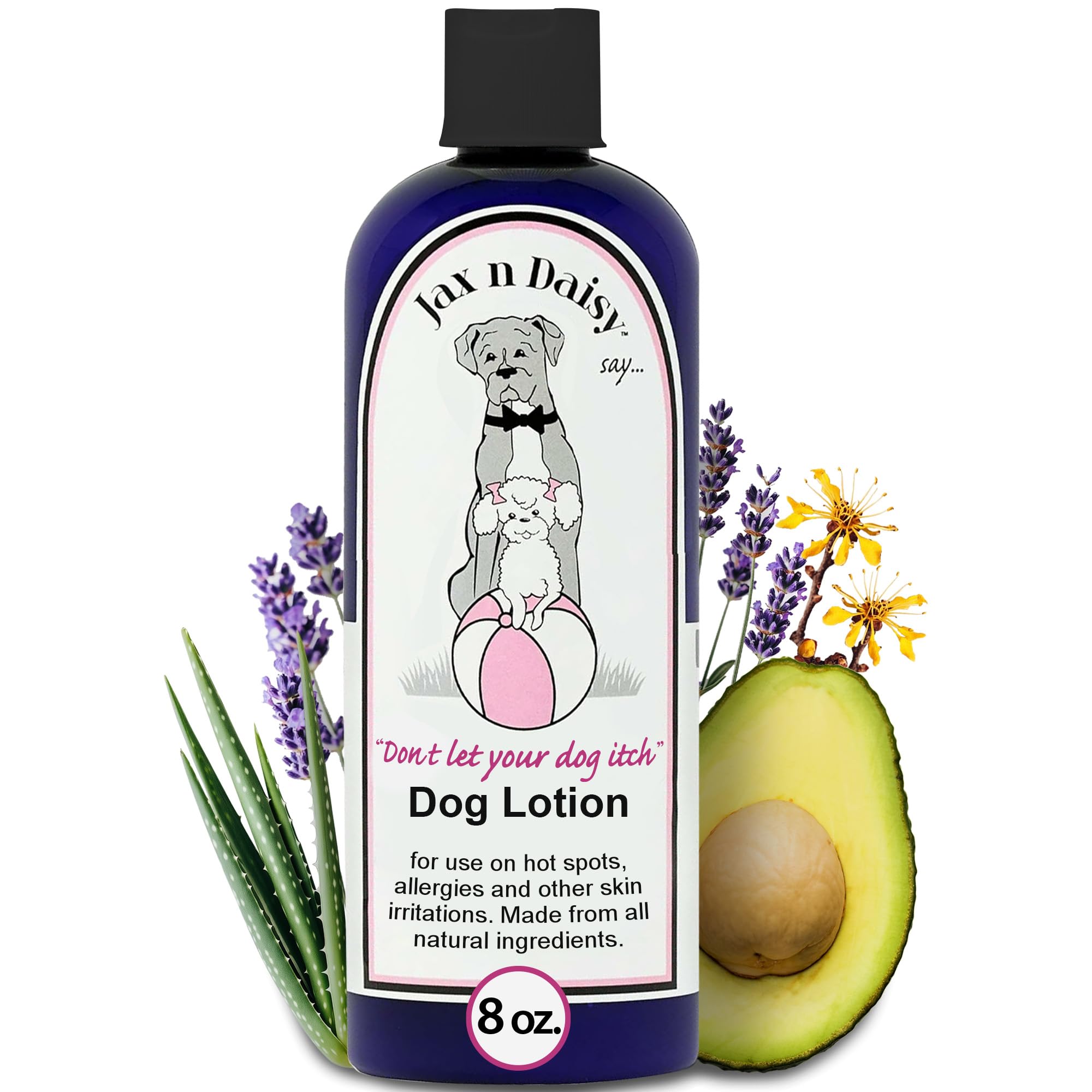 Jax N Daisy Don't Let Your Dog Itch Lotion Itch Relief for Dogs, 8oz Treatment and Skin Soother for Dogs with Itchiness and Hot Spots - Dog Grooming Supplies - Anti Itch for Dogs