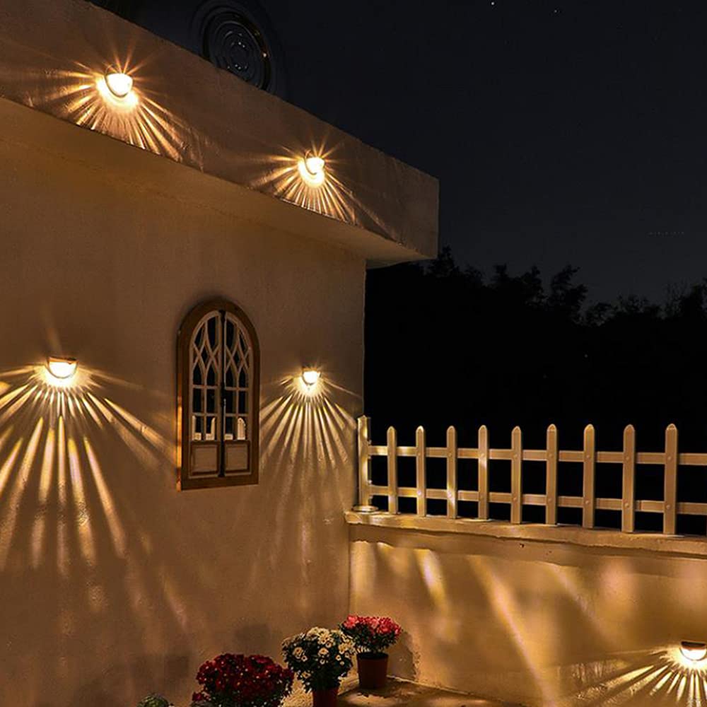 ZHUANYIYI 2 Pieces, Outdoor Solar Light and Shadow Wall Lamp, Garden Fence Step Pavement Waterproof Lighting, Home Garden Landscape Decoration Lamp