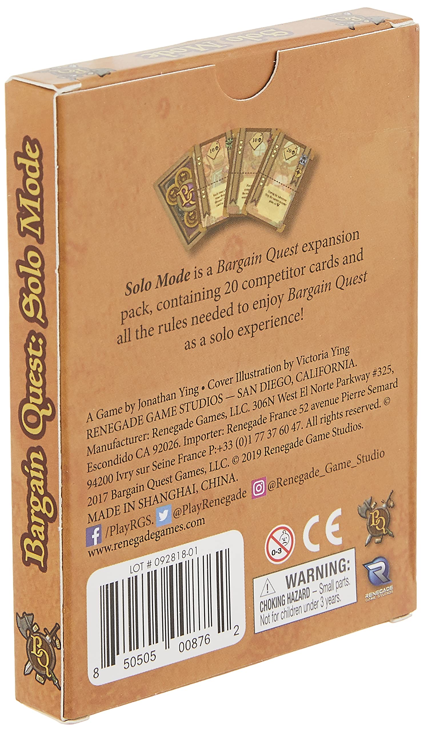 Renegade Game Studios Bargain Quest Solo Mode Expansion Game for Played Aged 8 & Up