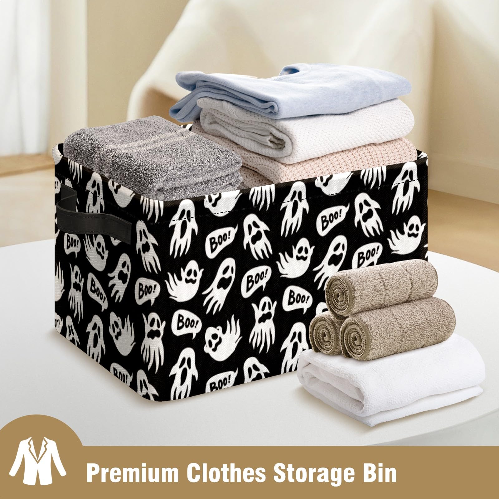Halloween Pumpkin With Candies Storage Basket Large Foldable Storage Bin Cube Collapsible Organizer for Pantry Bedroom Decor