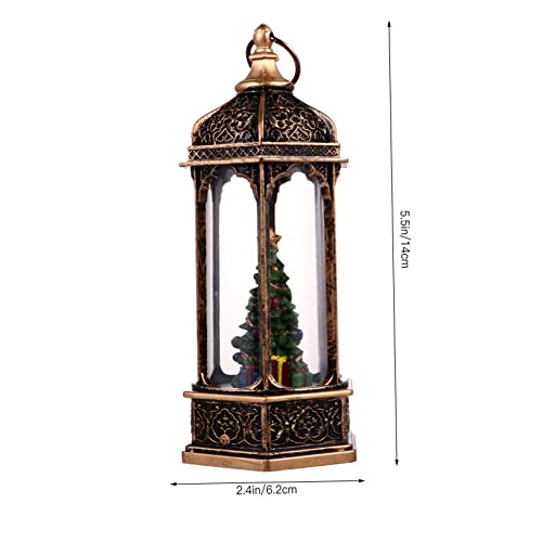 DOITOOL Christmas Lights Vintage Lantern LED Lantern Christmas Snow Globes Holiday Christmas Tabletop Lights Christmas Wind Lantern Plastic Xmas Light Vintage Christmas Light Tabletop Lamp