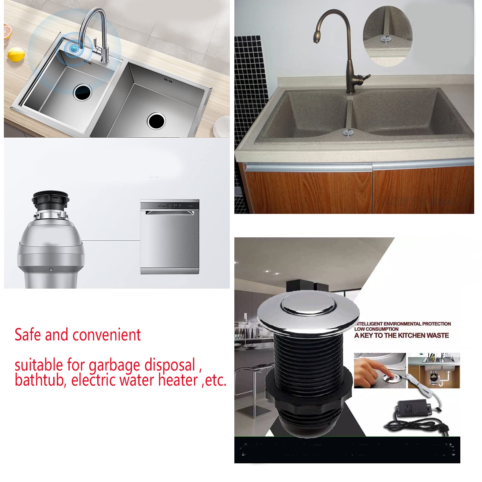 Garbage Disposer Air Switch Kit,Spa Bathtub Air Switch Button Kit,Evolution Food Waste Equipment