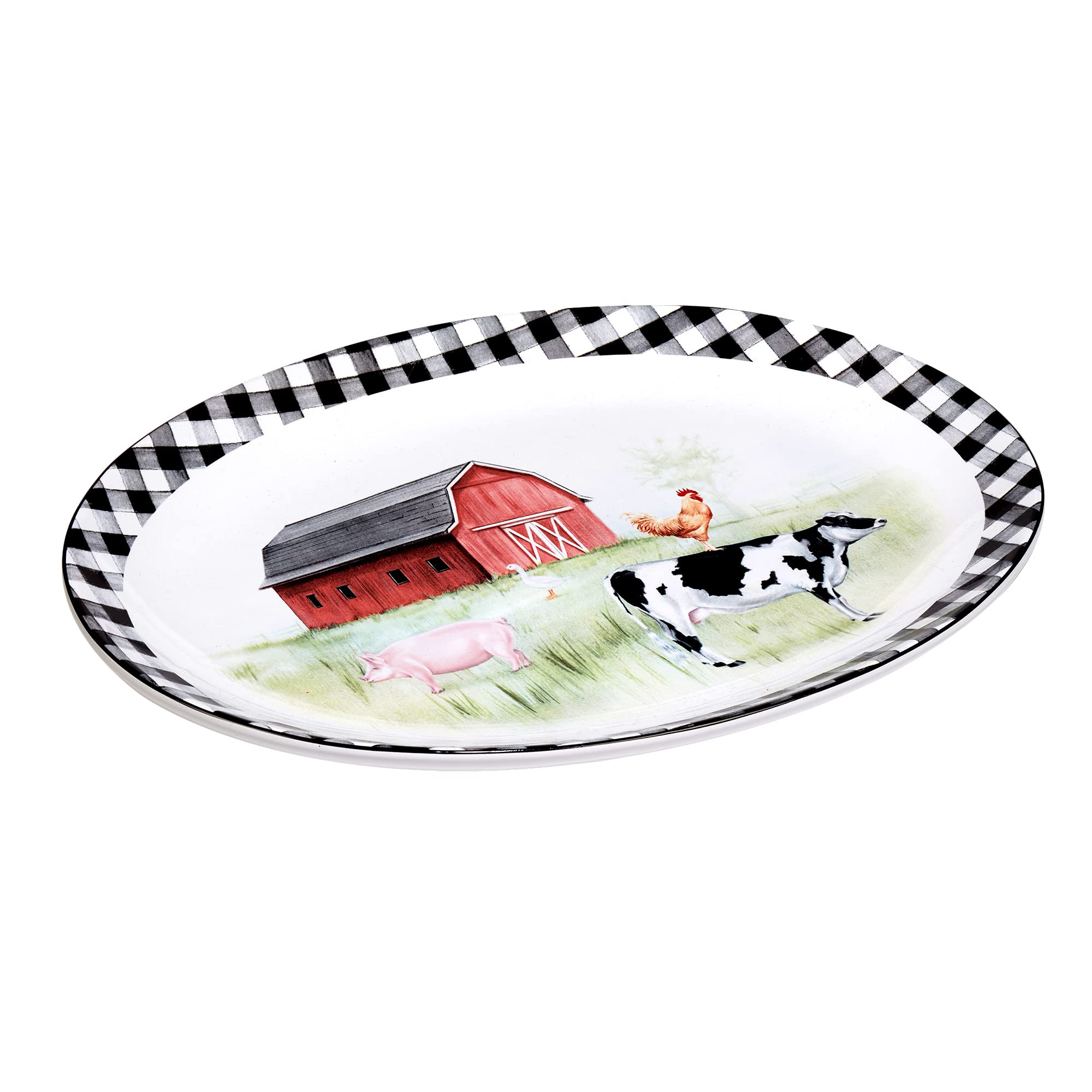 Certified International Farm Oval Platter, 17" x 12.5" x 1.25", Multicolored, Large