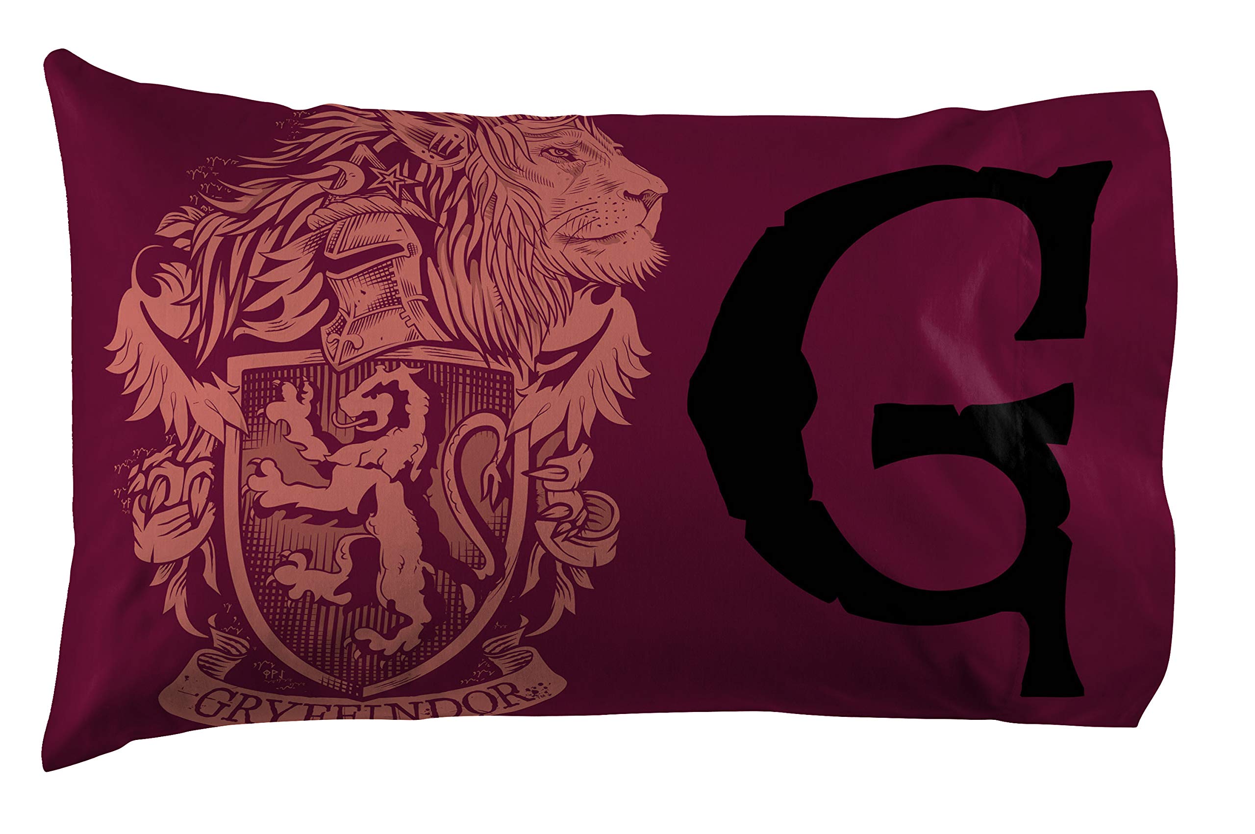 Jay Franco Harry Potter House of Gryffindor Reversible Pillowcase, Standard, Maroon