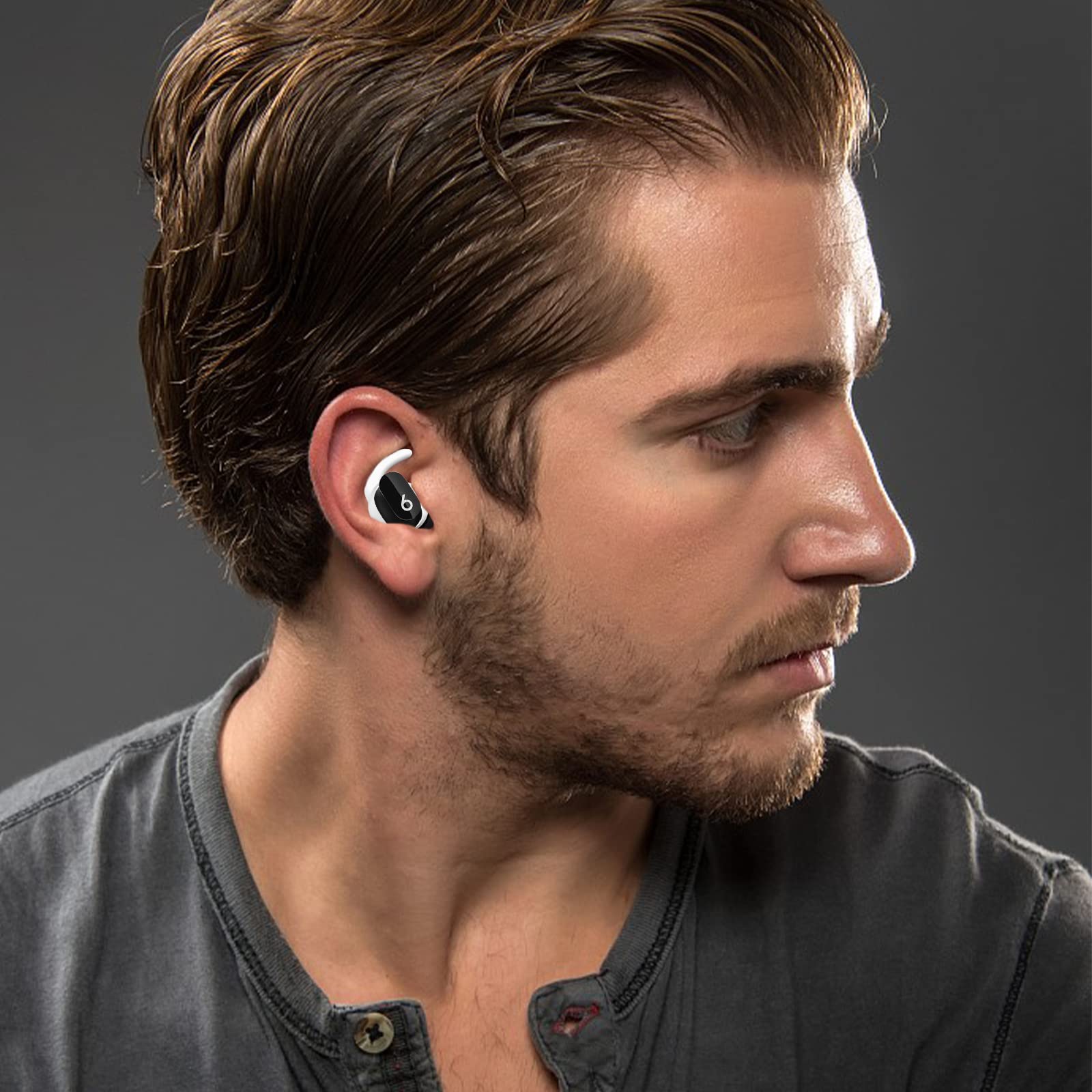 Ear Hooks for Beats Studio Buds, Ear Hook Accessories Compatible with Beats Studio Bud 2021 Silicone Anti-Slip EarTips Cover Holder (White)