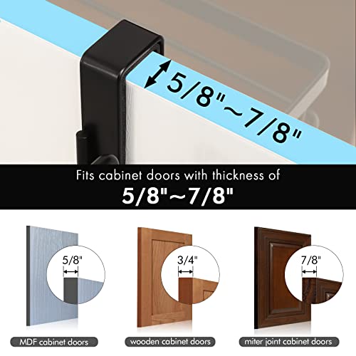 KES Plastic Bag Holder for Grocery Bags, Over The Cabinet Door Organizer, Hanging Trash Bag Holder Metal, Matte Black, KUR525-BK