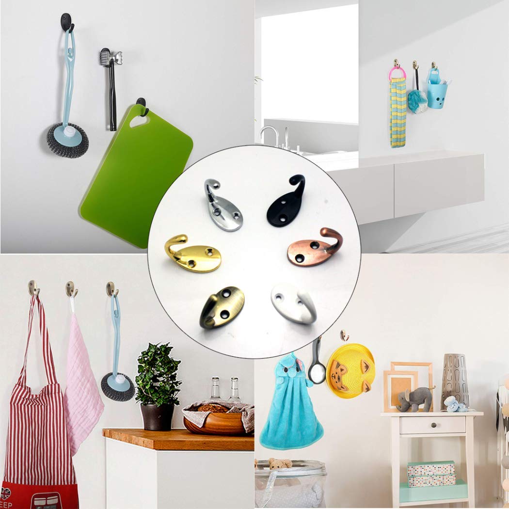Ktdzone Coat Hooks Wall Mounted Robe Hook Single Coat Hanger with Screws Bronze 4Sets
