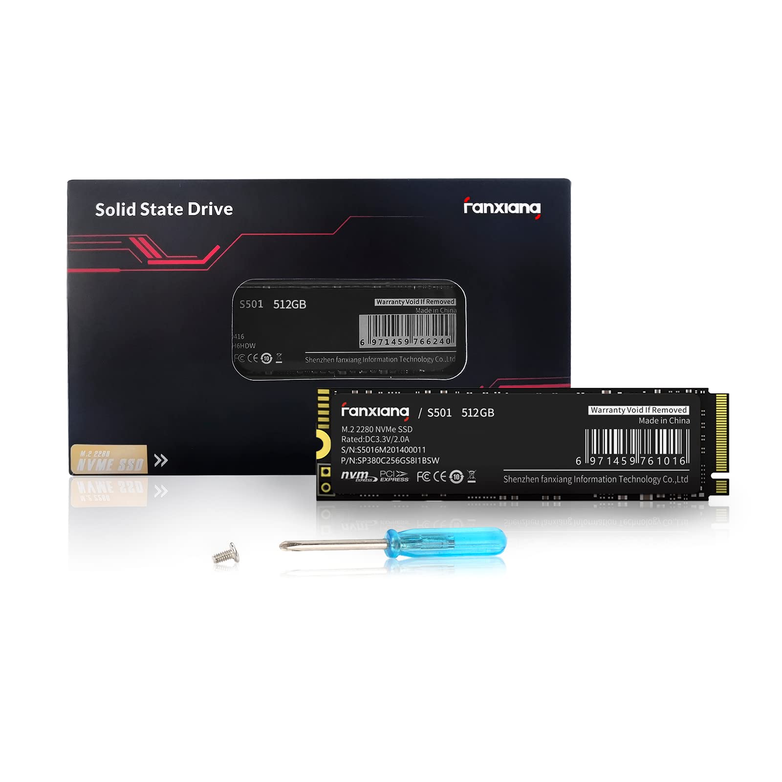 fanxiang S501 512GB NVMe SSD 3D NAND1.3 PCIe Gen3x4 M.2 2280 Internal Solid State Drive (Read/Write Speed up to 2,150/1,600 MB/s) Compatible with Laptop & PC Desktop