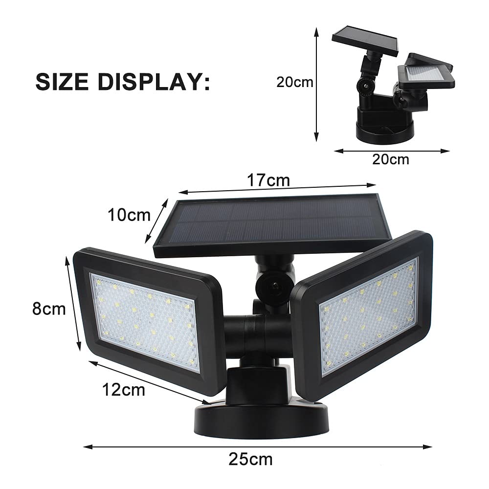 ZHUANYIYI Solar Lights Outdoor,LED Outdoor Waterproof Lighting Rotating Sensor Street Light,48 LED Solar Street Light,Decorative,for Home Garden