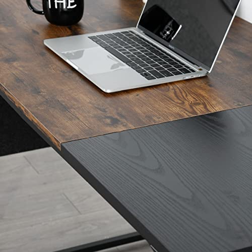 Homy Casa Inc 47 inch Study Storage Bag Space Saving for Home Office, Modern Simple Style PC Metal Frame Computer Desk, Writing Table, Brown, Black