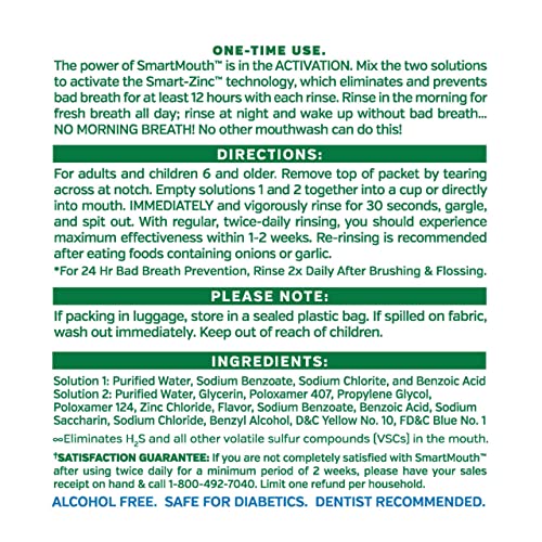 SmartMouth Original Activated Mouthwash Single Packs, Travel Mouthwash, Fresh Mint, 30 Pack