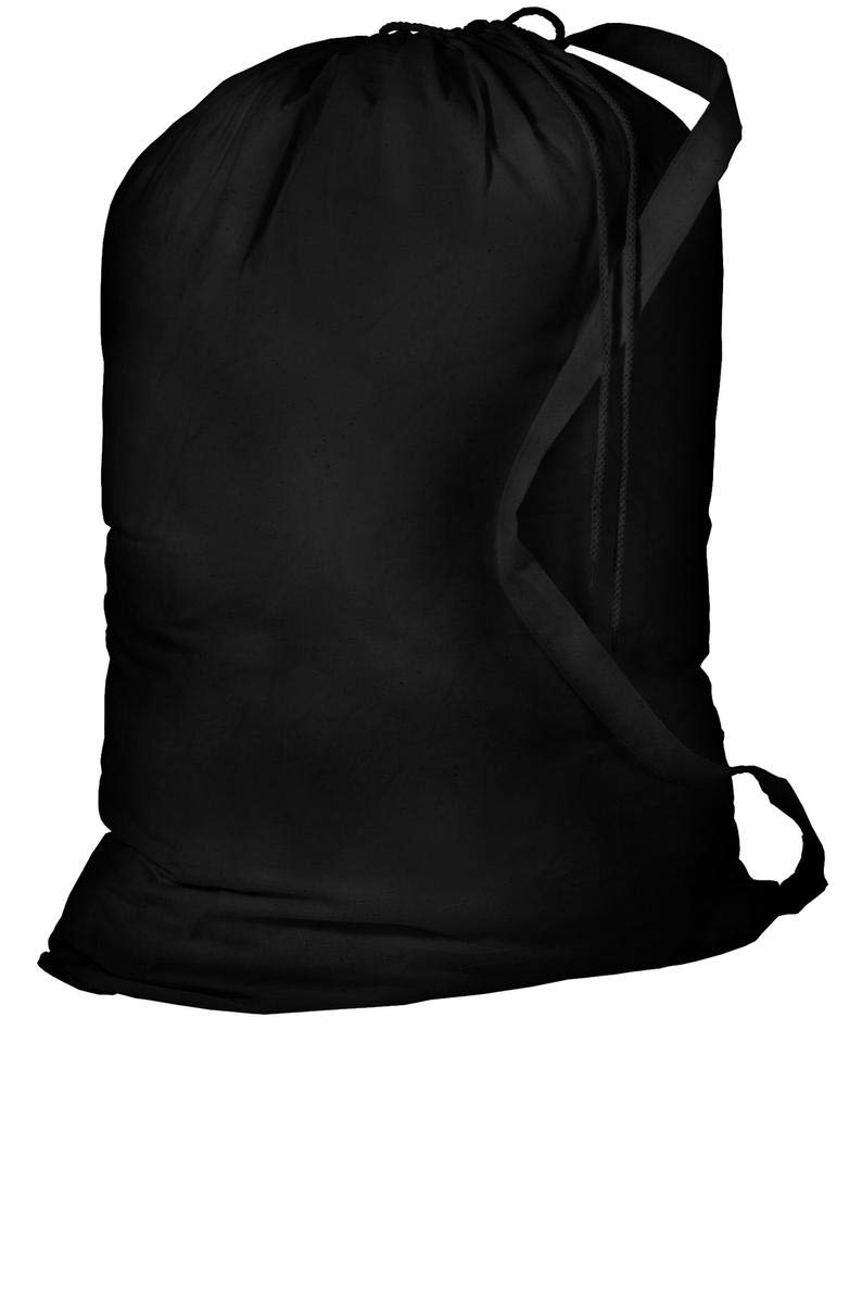 Large Personalized Embroidered Custom Laundry Bags - College Student Bag (Black & Natural)
