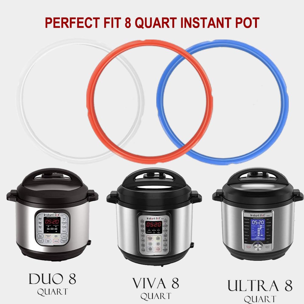 Blue Burps Instant Pot Sealing Ring 8 Quart, 2 Pcs Food Grade Silicone Instant Pot Ring for Instant Pot Seal, Compatible with IP-DUO80, IP-LUX80, Smart-80, IP-CSG80 β Red and Blue