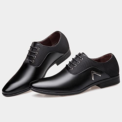 Classical Style Leather Shoes for Men Slip On PU Leather Low Rubber Sole Block Heel Work Mens 11 Black