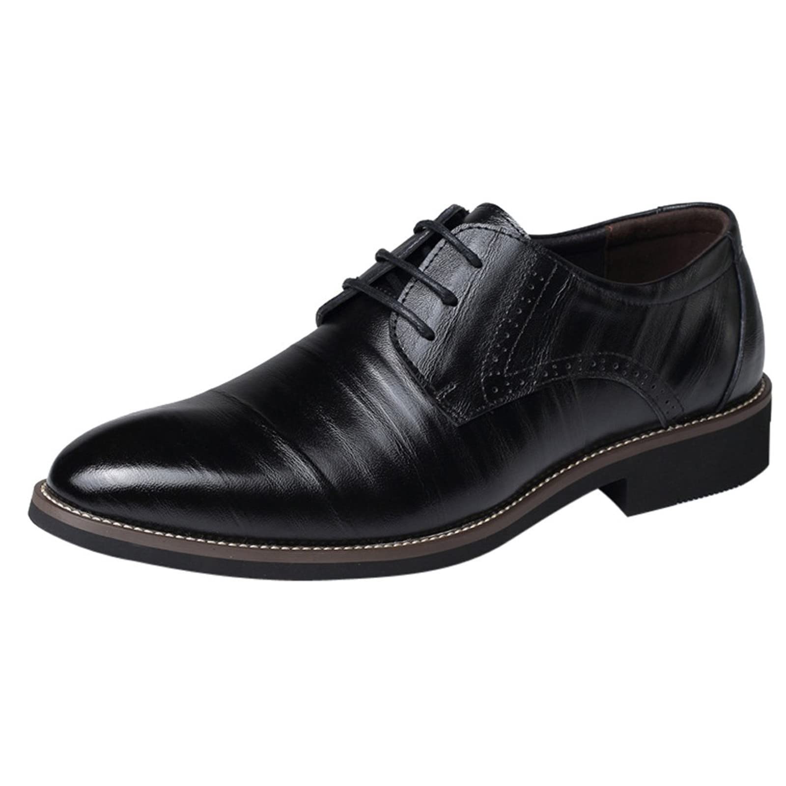 Classical Style Shoes for Men Slip On PU Leather Low Rubber Sole Block Heel Work Comfortable Work Shoes 15