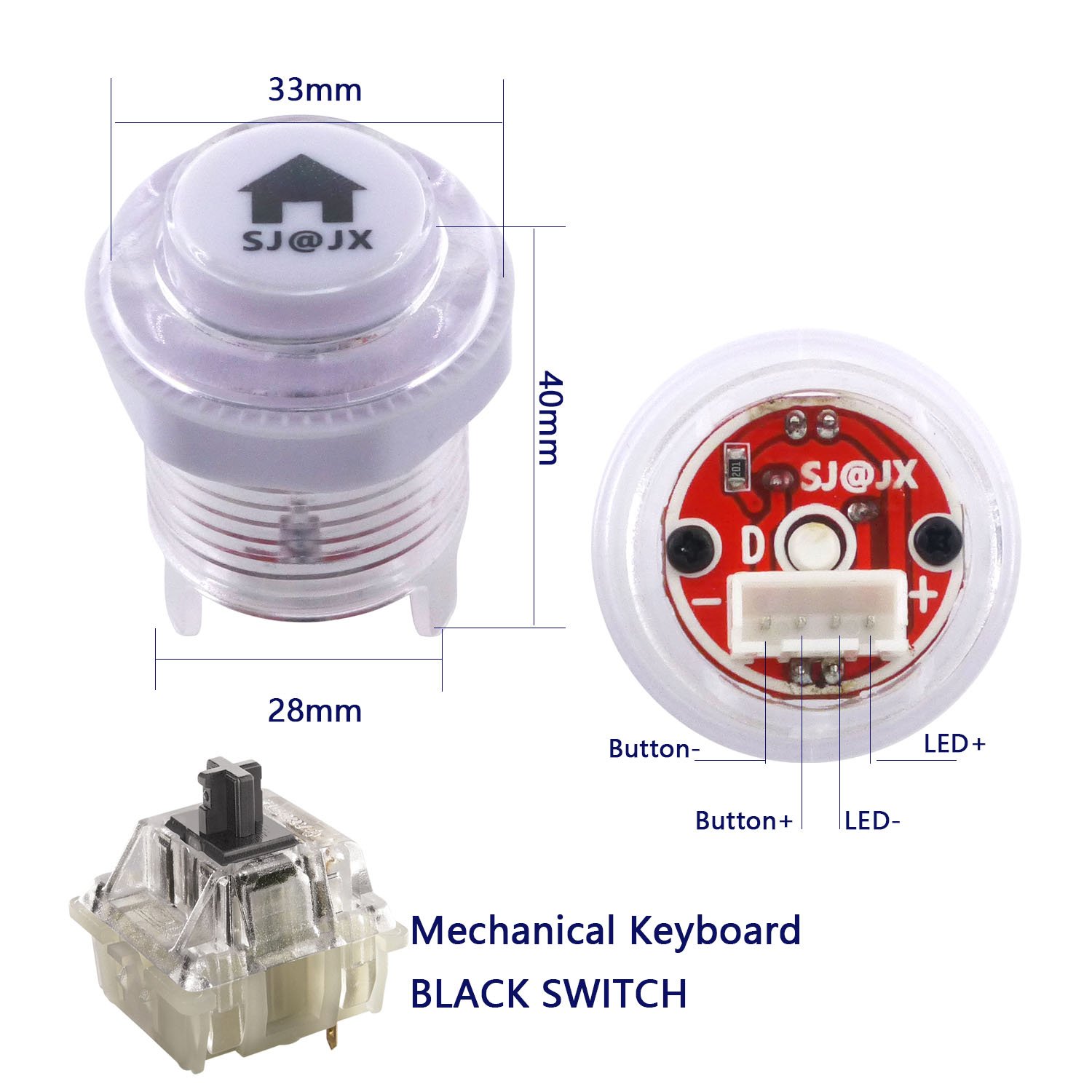 SJ@JX Arcade Game Stick DIY Kit LED Buttons with Logo 8 Way Joystick USB Encoder Cable Controller for PC PS3 PS2 MAME Raspberry Pi White