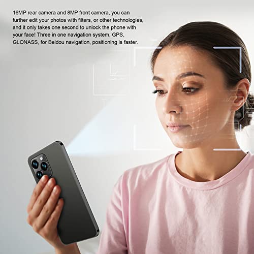 I14pro 4G Cell Phone, 6.1in IPS HD Screen, 4GB RAM 64GB ROM, Dual Card Dual Standby, 16MP Rear 8MP Front, 4000mAh Battery, Face Unlocked Android 11 Smartphone(Black)