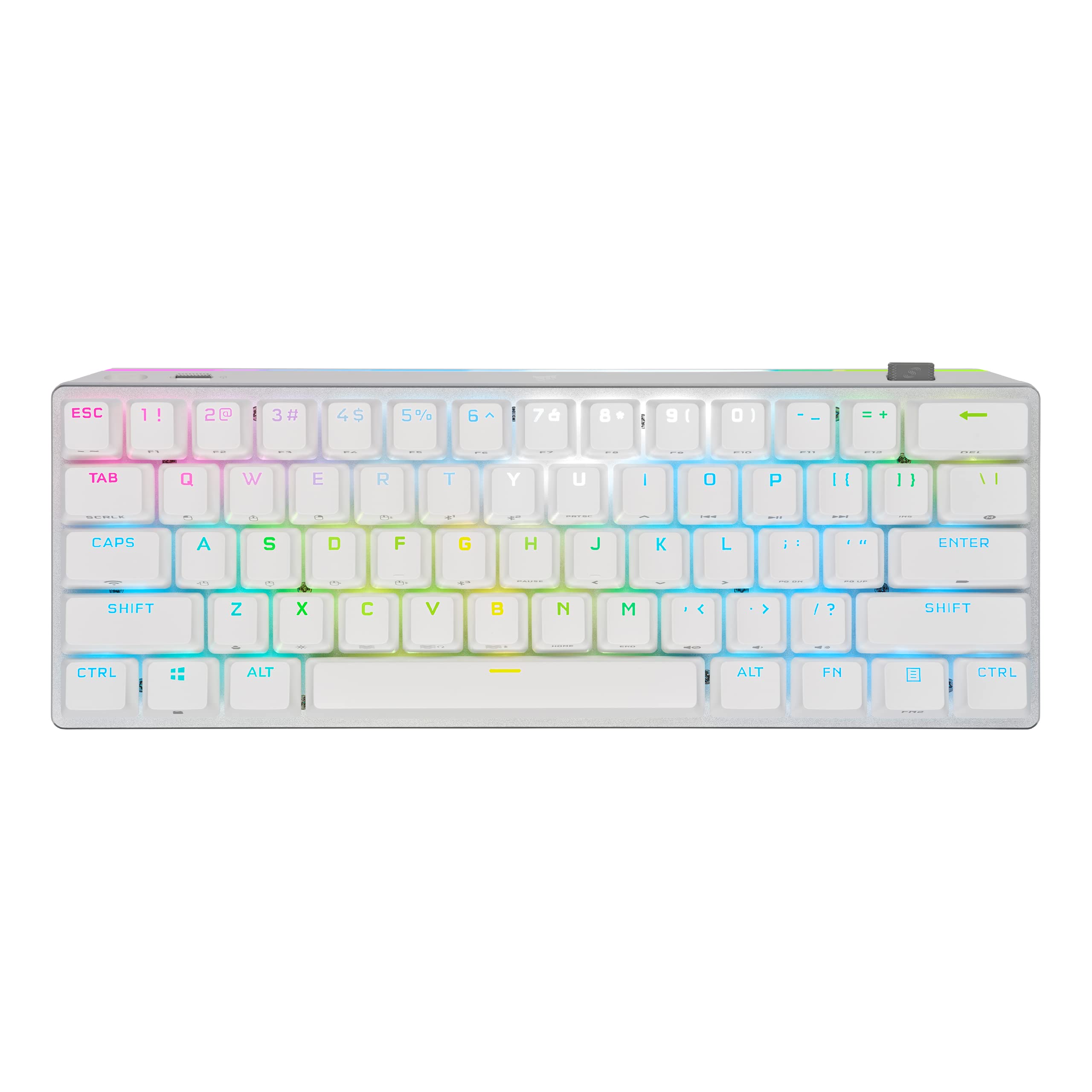 Corsair K70 PRO Mini Wireless RGB 60% Mechanical Gaming Keyboard - Fastest Sub-1ms Wireless, Swappable Cherry MX Blue Keyswitches, Aluminum Frame, PBT Double-Shot Keycaps - NA Layout, QWERTY - White