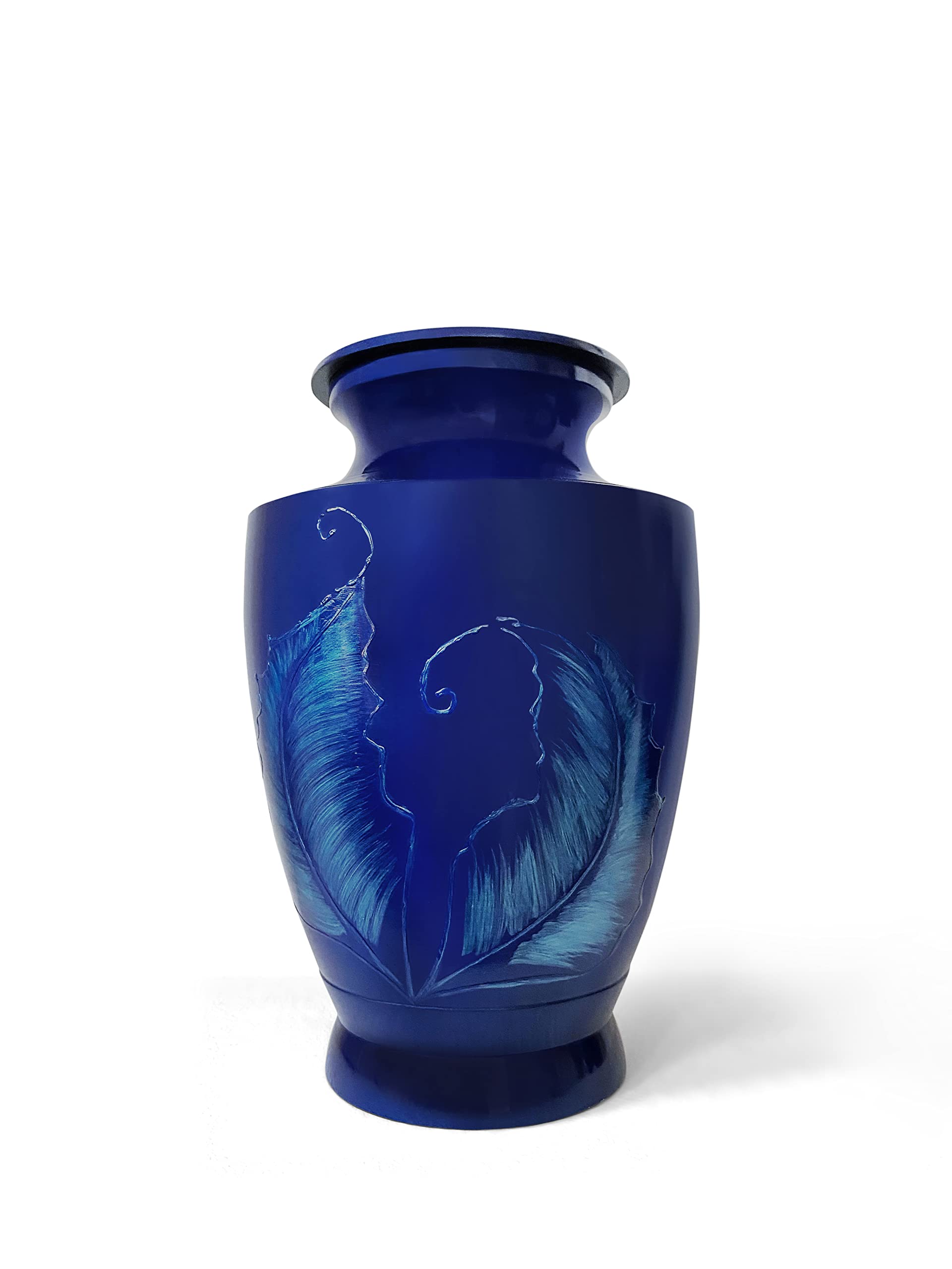 Blue Feather Cremation Urn for Human Ashes, Urns for Adult Ashes, Funeral & Burial Urns for Adult Male and Female, Large Size up to 220 Lbs
