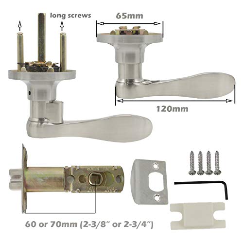 Gobrico Wave Style Euro Lever Handle Passage Door Lock Hall and Closet Leverset Lockset,Satin Nickel Finish,Keyless Non Locking,1Pack