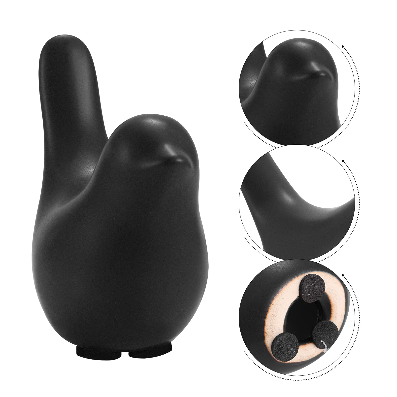 Veemoon 2pcs Ceramic Bird Figurines Ornaments Set Modern Nordic Style Abstract Bird Sculptures for Home Office Desktop Landscape Garden Display Decor Wedding Gift ( Size L and S Black )