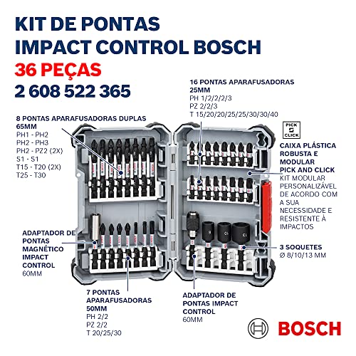 Bosch Professional 36 pieces Impact driver Bit Set (Impact Control, Pick and Click, Accessories for Impact Drivers)