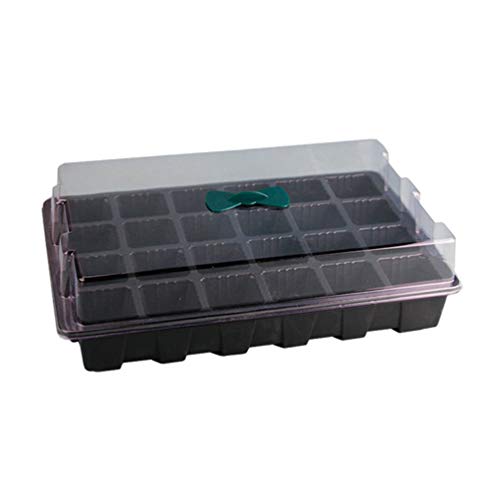 DOITOOL 1PCS Seedling Starter Trays with Dome 24 Cells for Gardening Bonsai Seedling Plant Grow Starting Germination Kit (Black)