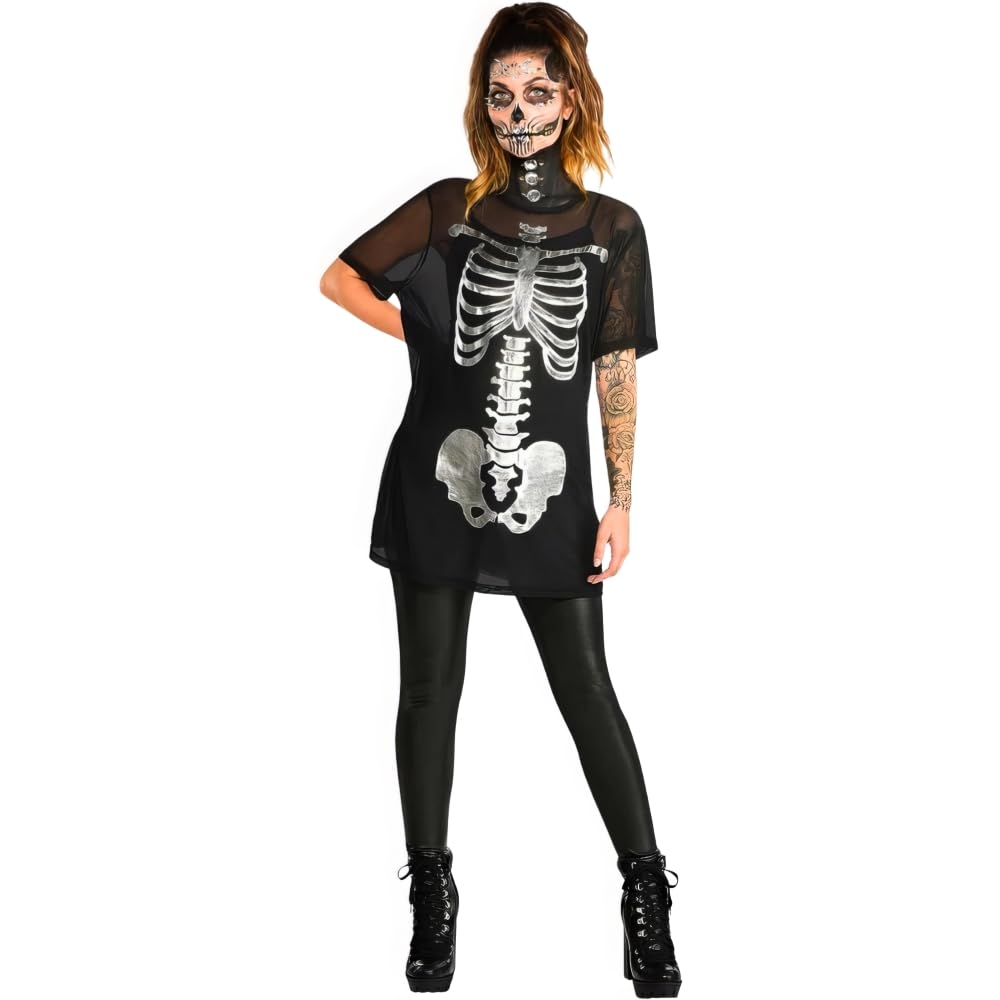 Skeleton Tunic Costume - Adult Standard, Comfortable Fabric For Halloween, Costume Parties & More - 1 Pc