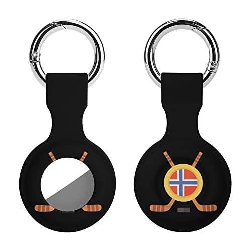 Hockey in Norway Silicone Protective Cover Case for Airtags with Keychain Air Tag Holder
